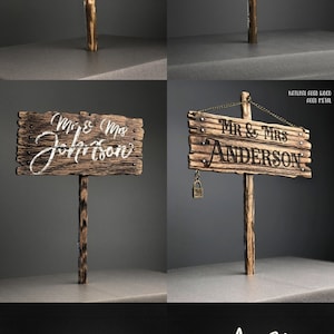 Wedding Cake Topper Sign Made of Wood in an Old Rustic Style. Rustic ...