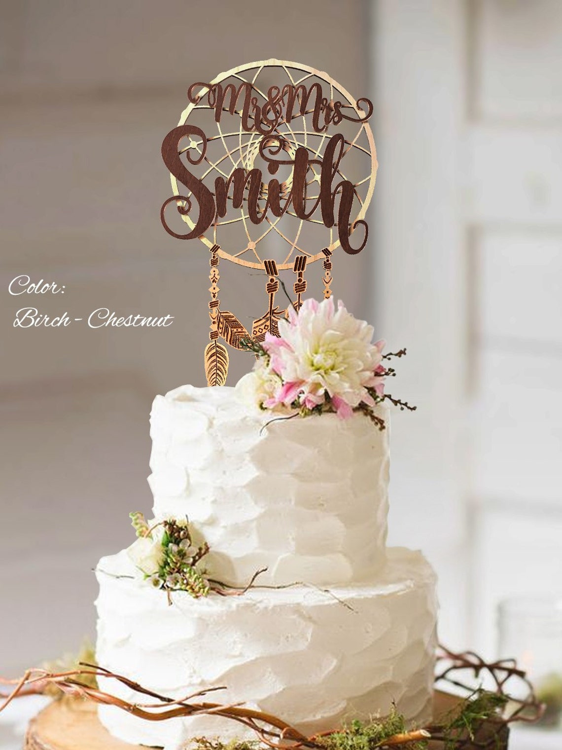 Boho Cake Topper. Boho Wedding Cake Topper. Mr and Mrs Custom - Etsy