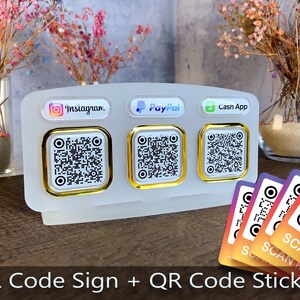 QR Code Sign and QR Code Stickers Combo, Mini Scan to Pay Sign, Cashapp ...