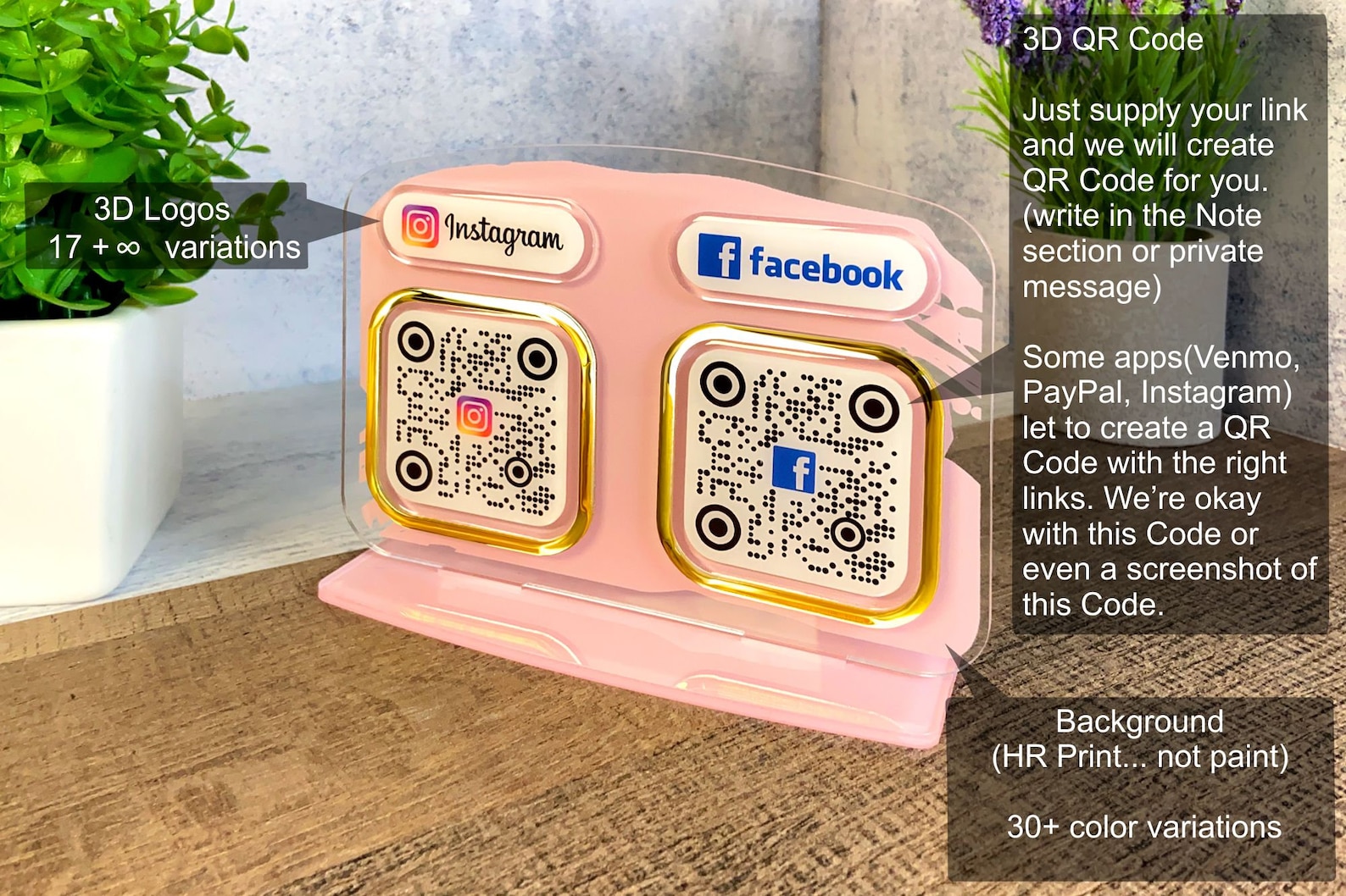 QR Code Sign With 3D Logos and Two 3D QR Codes Scan to Pay - Etsy