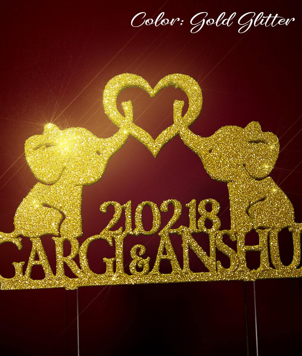 Wedding Cake Topper With Little Elephants. Bride and Groom - Etsy