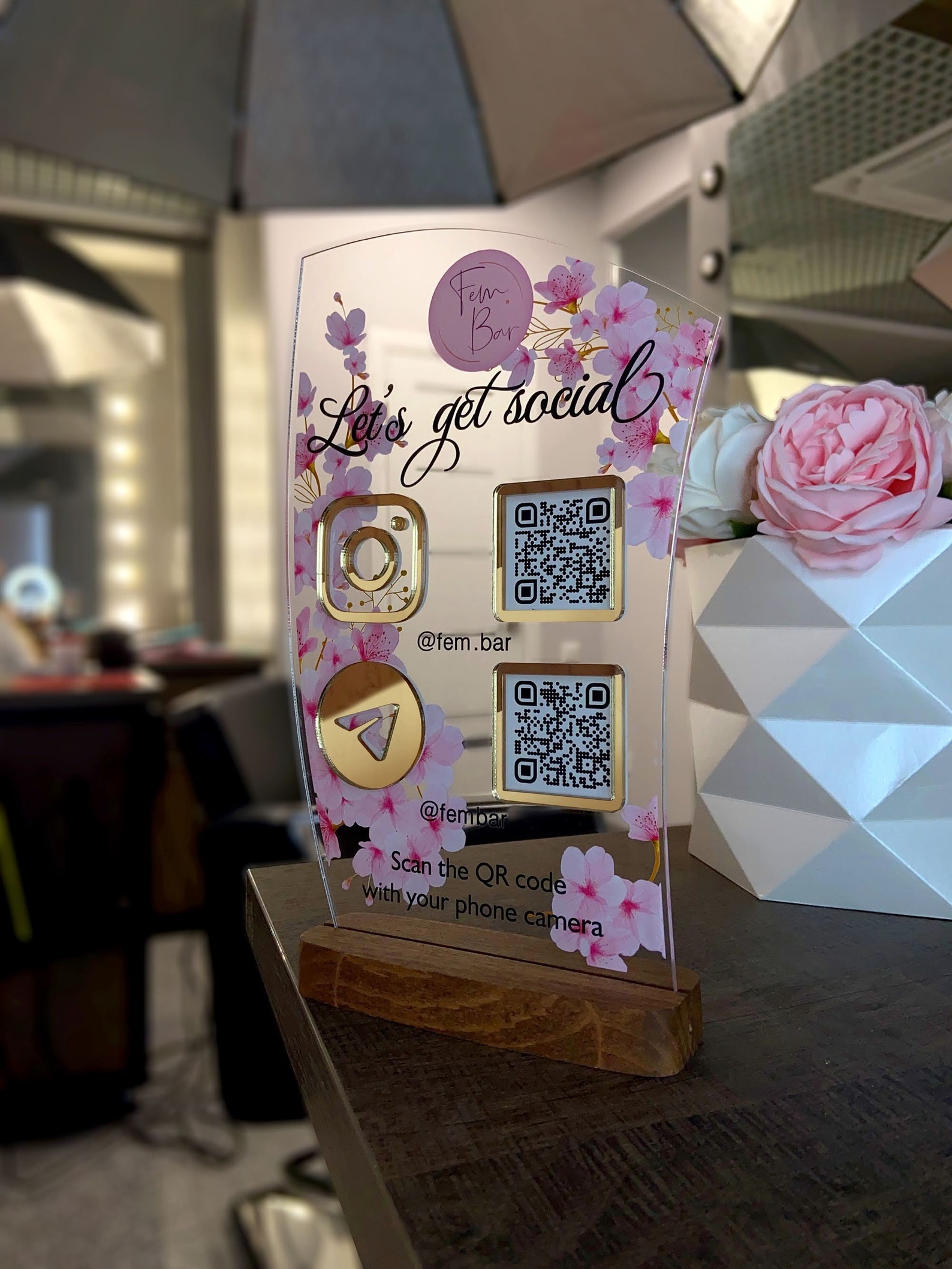 Personalized Social Media Sign With Instagram Facebook Logo, Business ...