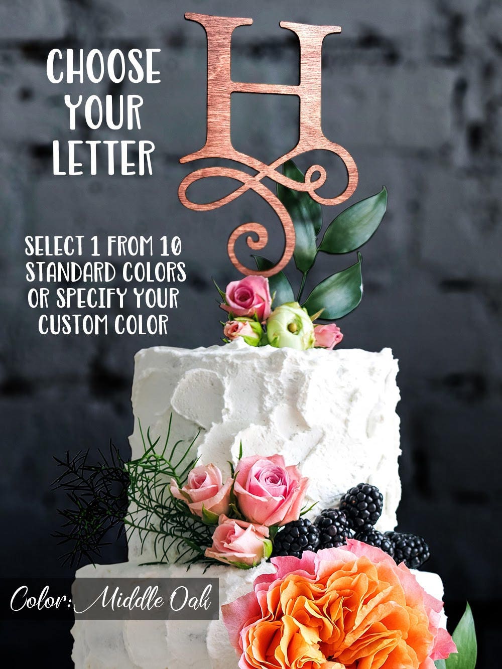 Single Letter Cake Topper With Your Initial. Monogram Wedding - Etsy