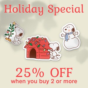 Holiday Snoopy Vinyl Sticker Set, Peanuts Christmas Decal - Etsy