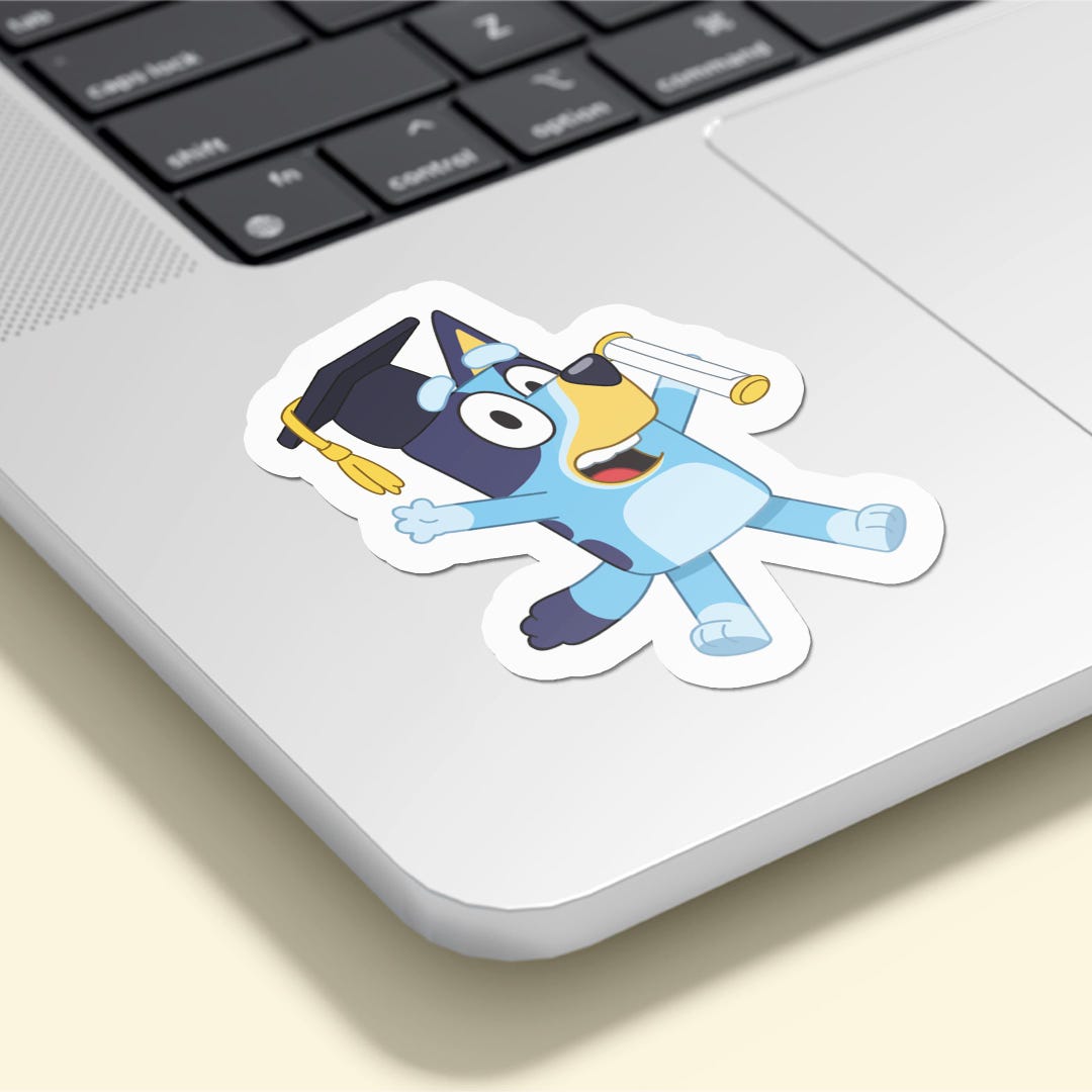 Bluey Graduation Sticker – Bluey With Cap and Certificate – Class of ...