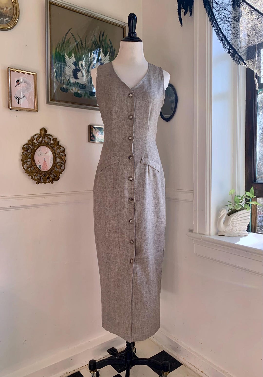 Vintage 1990's Button Front Duster Dress - Etsy