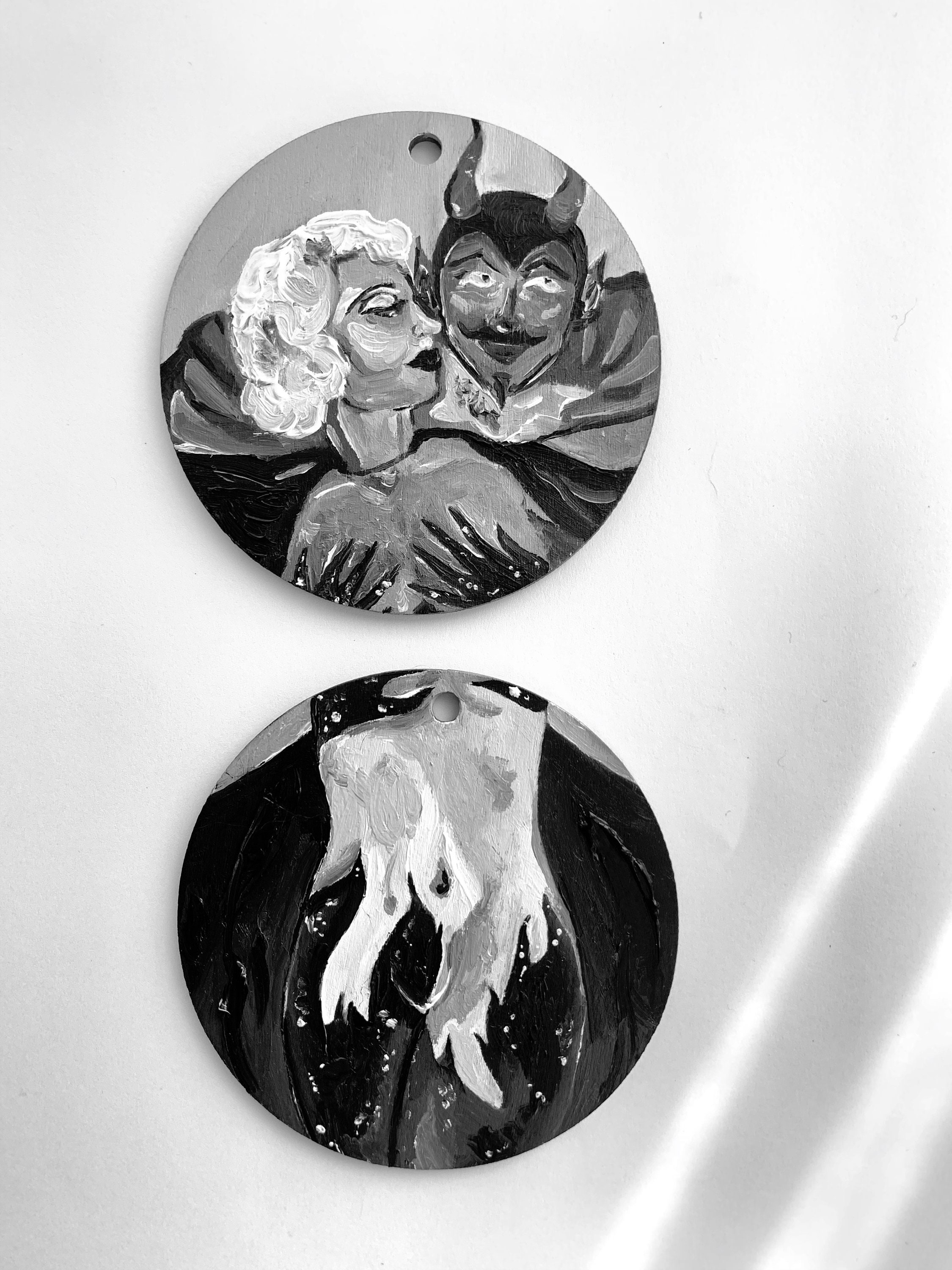 Satan Burlesque Featuring Marian Martin Oil Painted Portrait Earrings ...