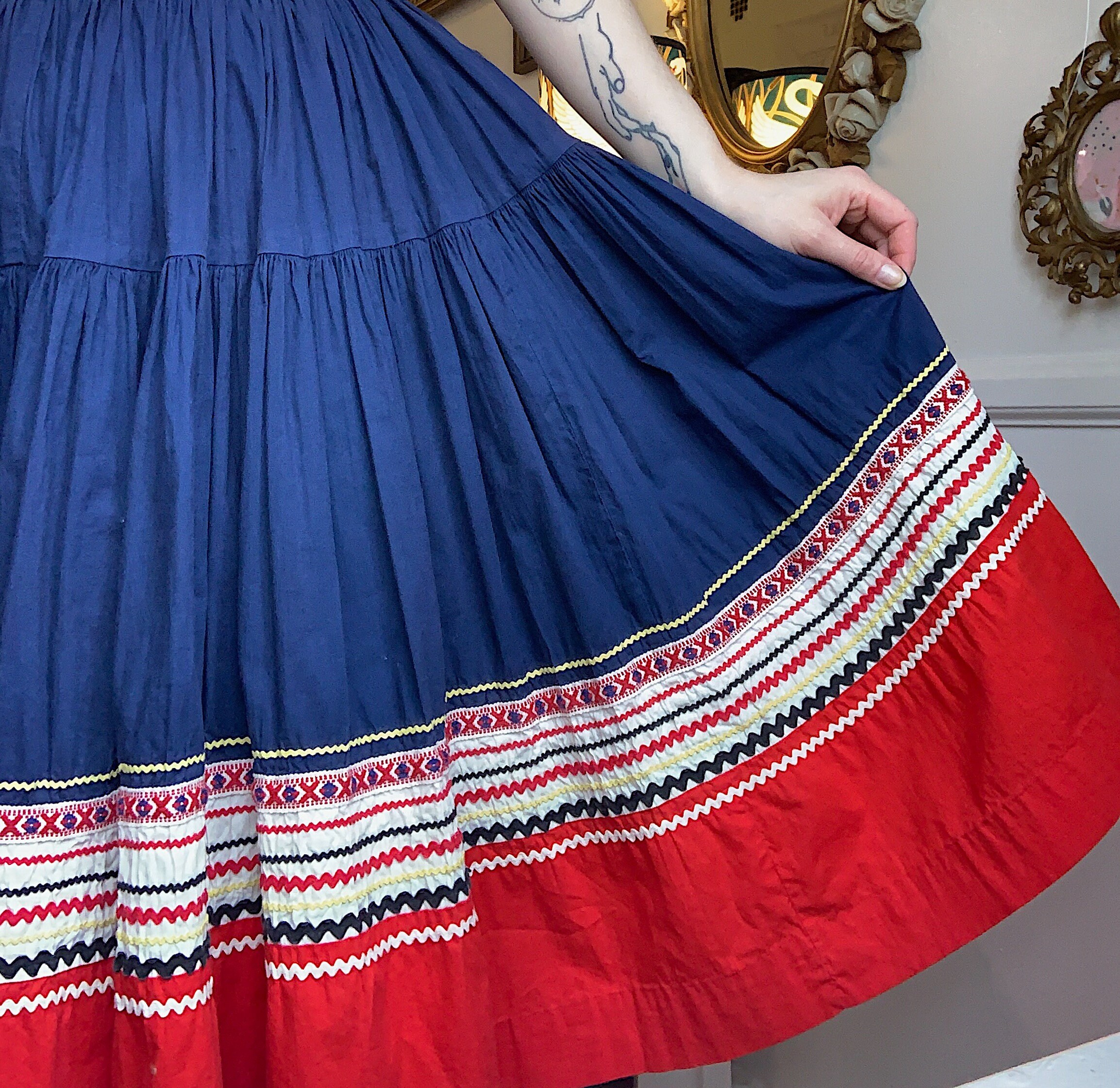 Vintage 1950's Full Circle Ric Rac Patio Skirt - Etsy