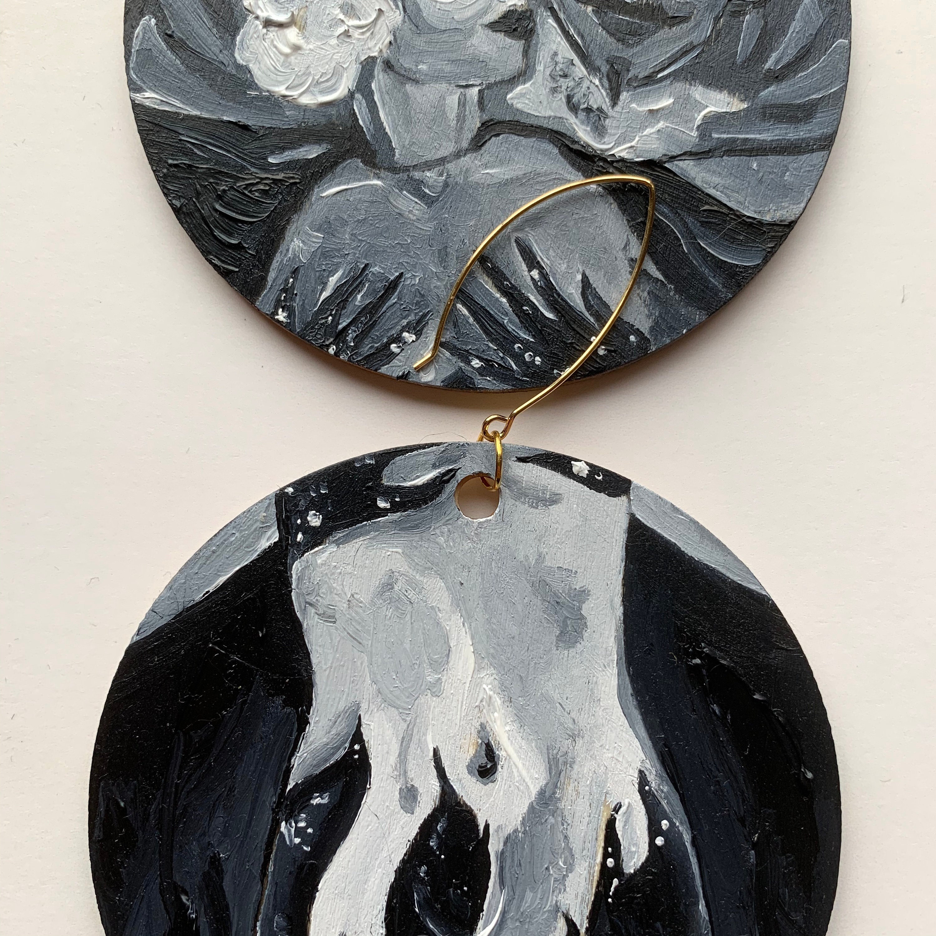 Satan Burlesque Featuring Marian Martin Oil Painted Portrait Earrings ...
