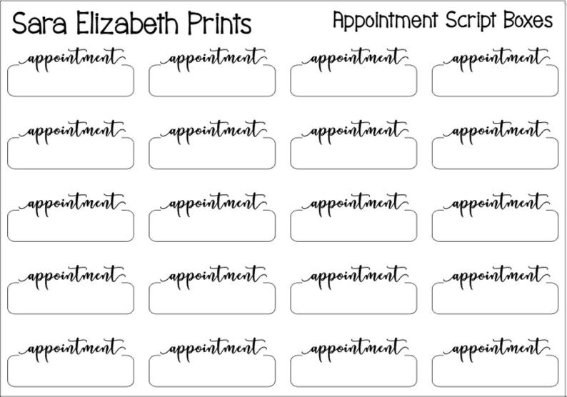 Appointment Script Quarter Box Planner Stickers - Etsy