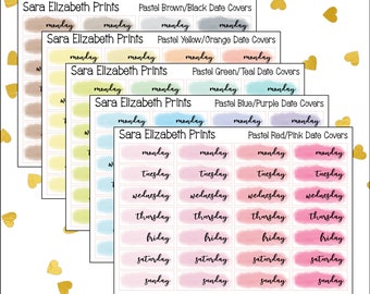 DATE COVERS Planner Stickers Printable Pastel Date Covers - Etsy