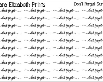 64 Reminder Planner Stickers, Tiny Word Planner Stickers, Don't Forget ...