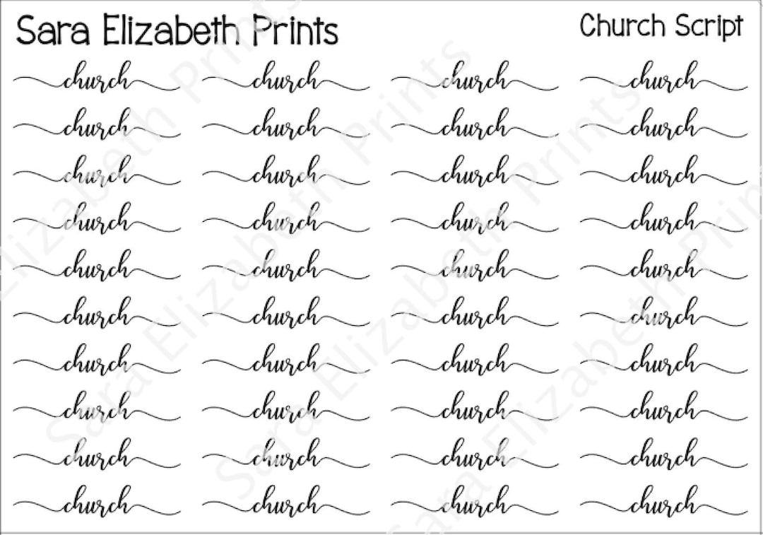Church Script Planner Stickers - Etsy