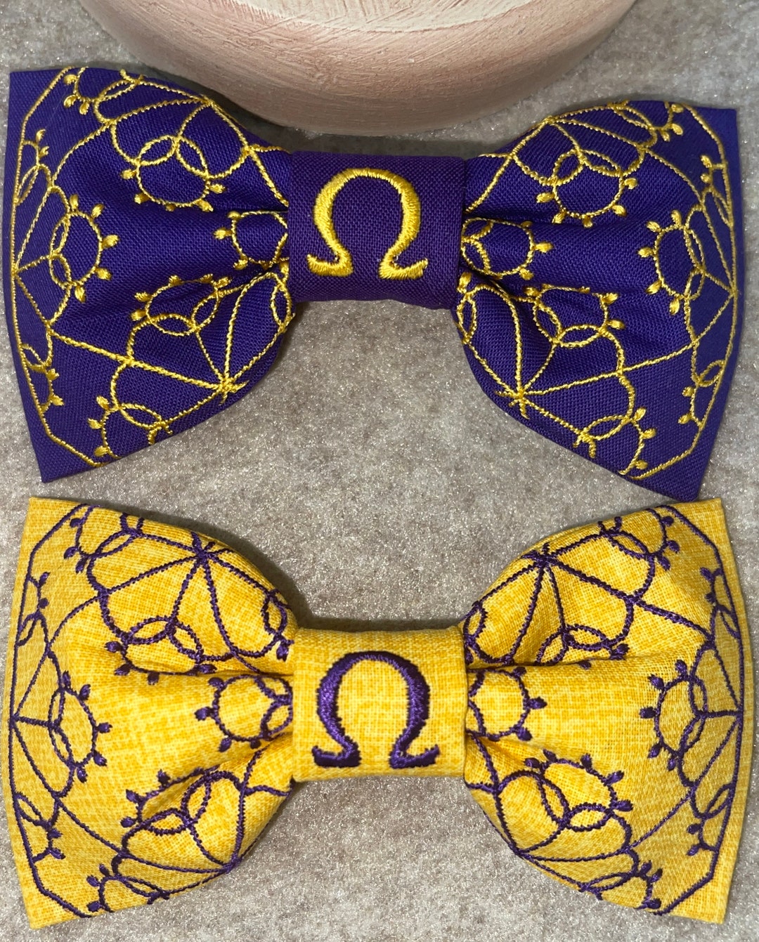 Purple, Gold, Black or White Omega Man Fraternity Bow Tie With Uniquely ...