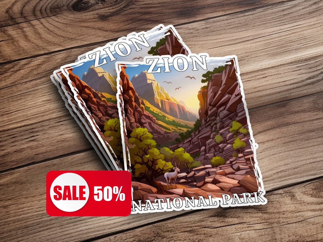 Zion National Park Stickers, Camping Stickers, Road Trip Decor, Travel ...
