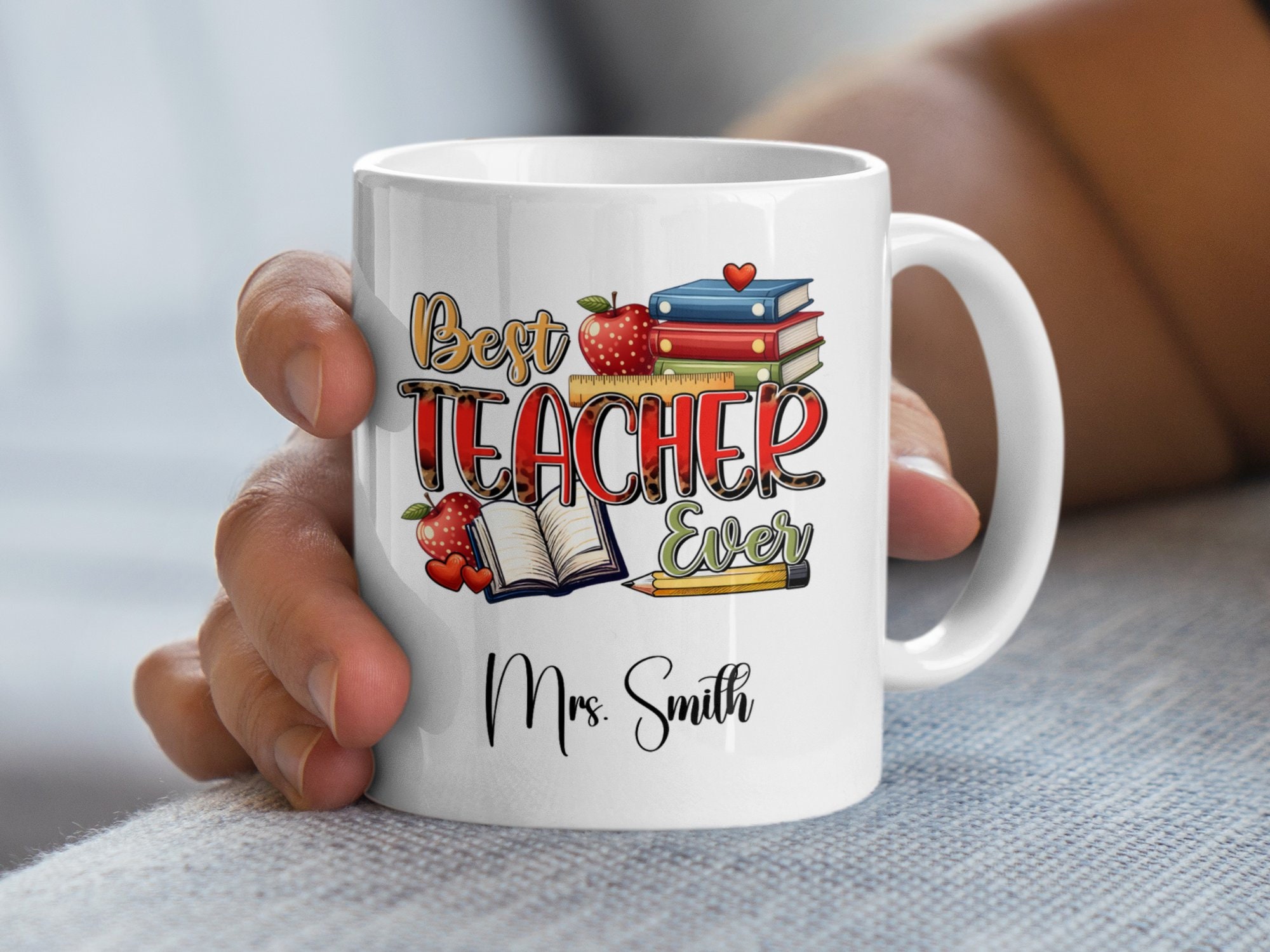 Best Teacher Ever Mug, Teacher Appreciation Gift, Custom Teacher Mug ...