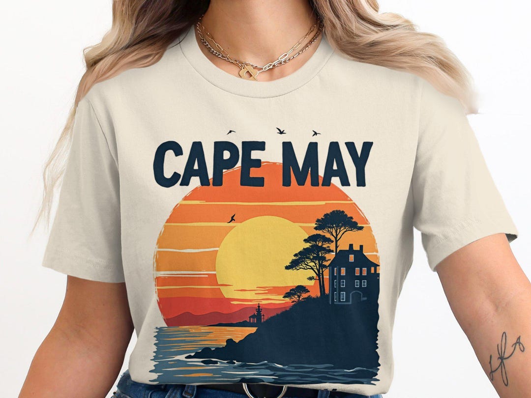 Cape May New Jersey Sunset Graphic Tee, Beach Vacation T-shirt, Coastal ...