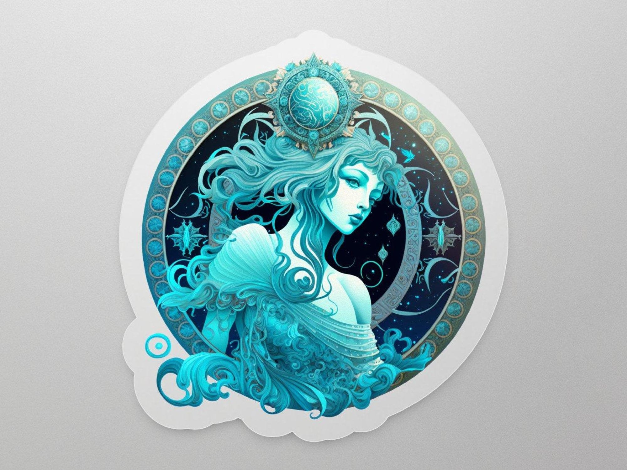 Aquarius Zodiac Sticker, Aquarius Symbol Sticker, Cute Astrology ...