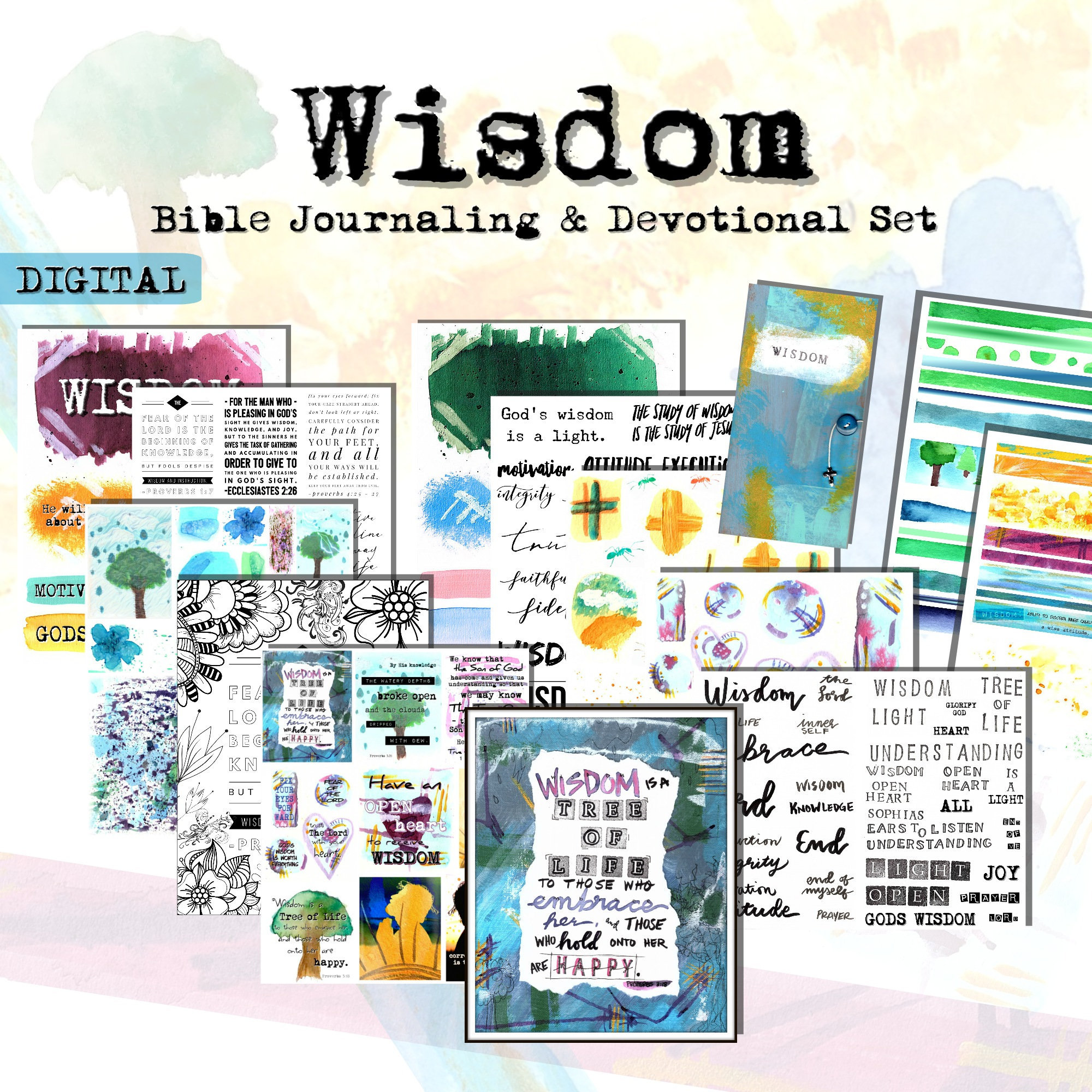Wisdom Bible Journaling Devotional Set, Printable Stickers, War Binder ...