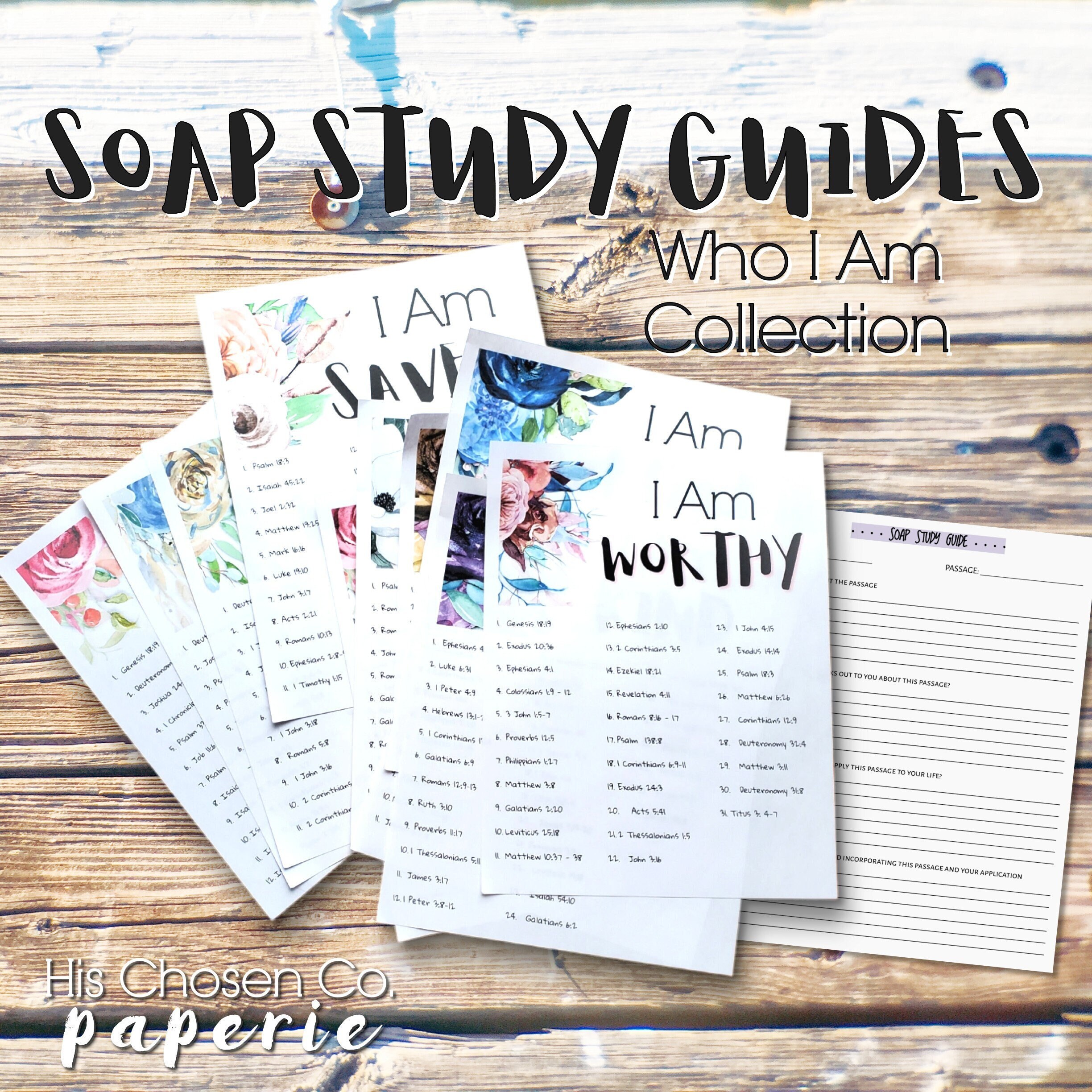 Who I Am SOAP Study Set 12 'SOAP' Study Lists, Bible Study, Monthly Bible Study, Scripture ...