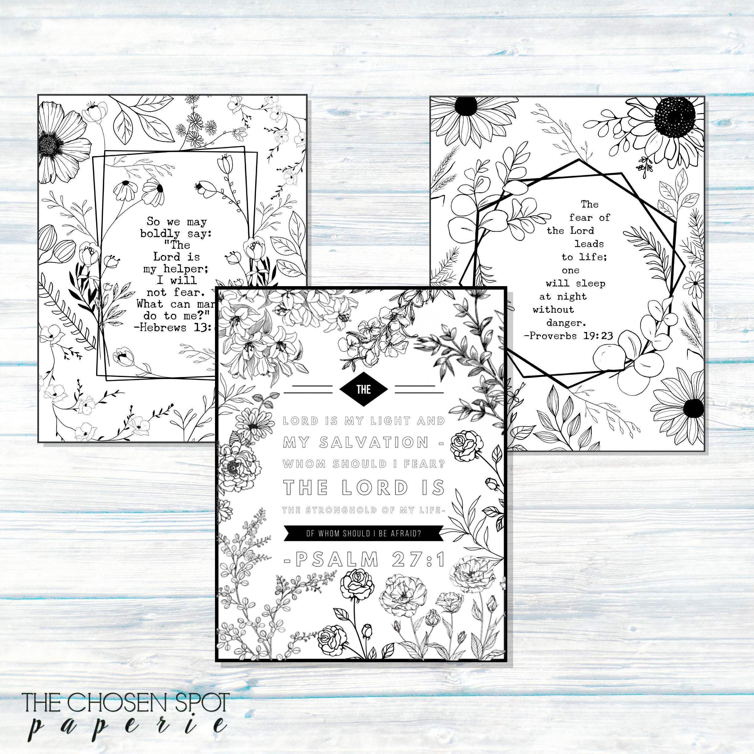 Bible Verse Coloring Pages: Fighting Fear, Anxiety Relief (digital ...