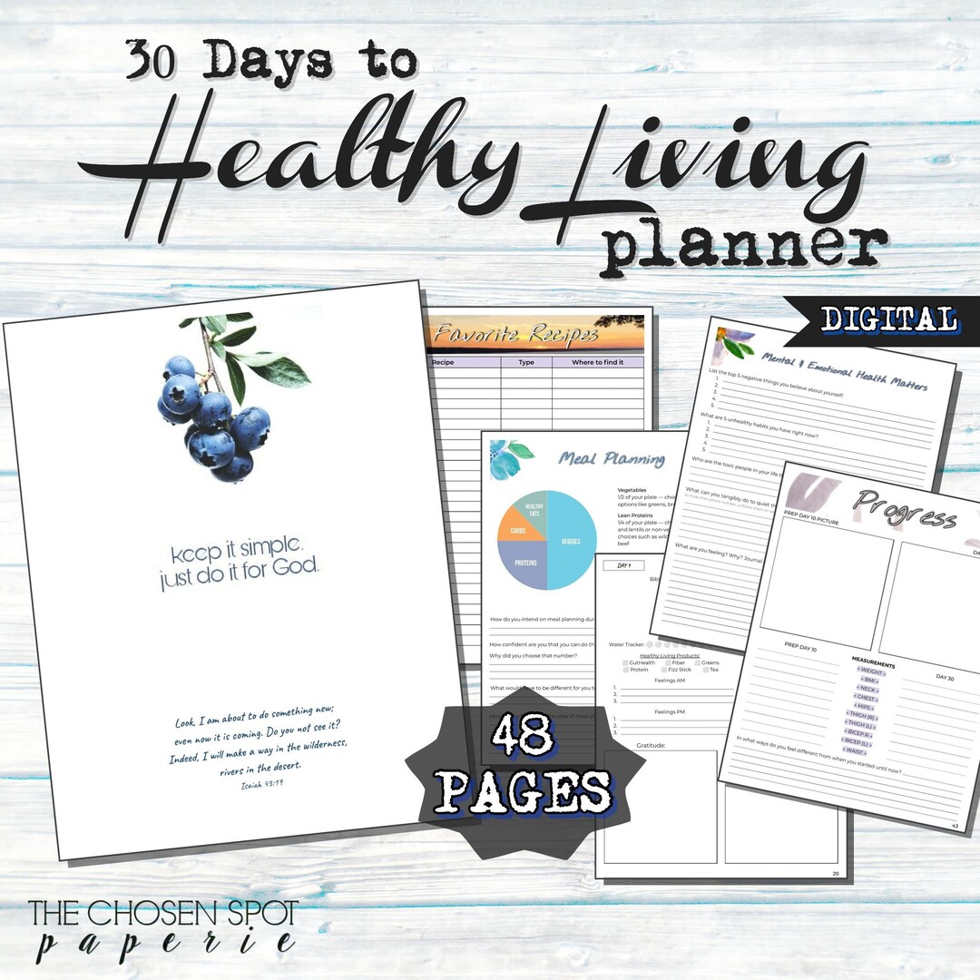 Healthy Living Planner, Printable, Digital Planning System, Daily ...