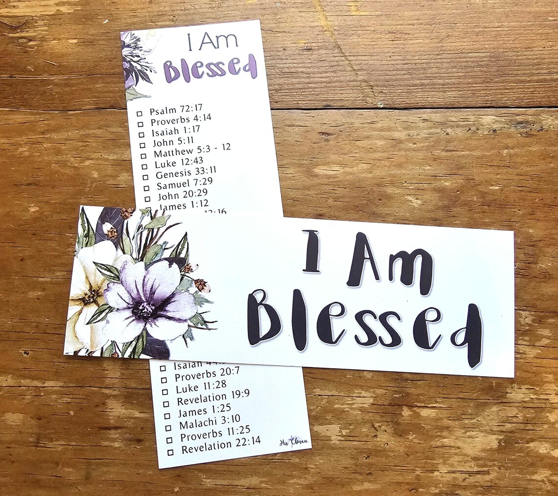 I Am Blessed Bookmark for Bible Study - Cardstock Book Marker With ...