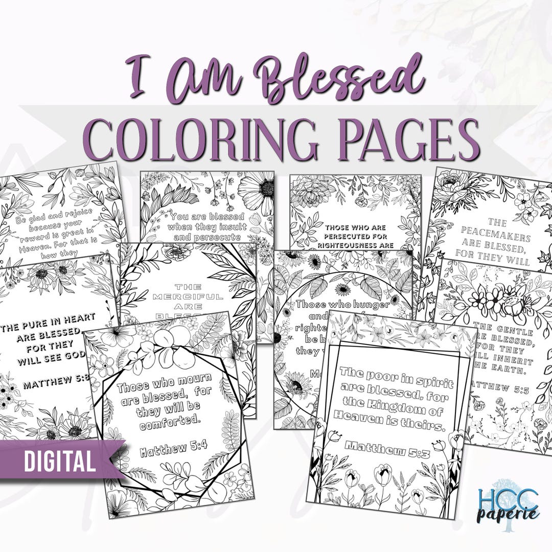 I Am Blessed Beatitudes Coloring Pages - Instant Download Printable ...