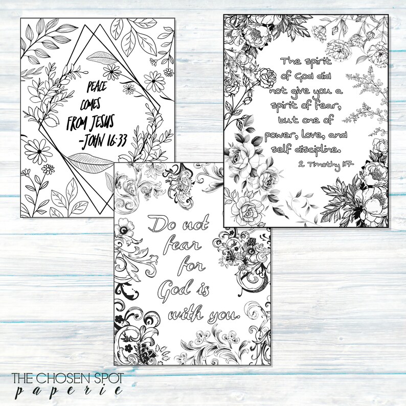 Bible Verse Coloring Pages Fighting Fear Help for Anxiety - Etsy
