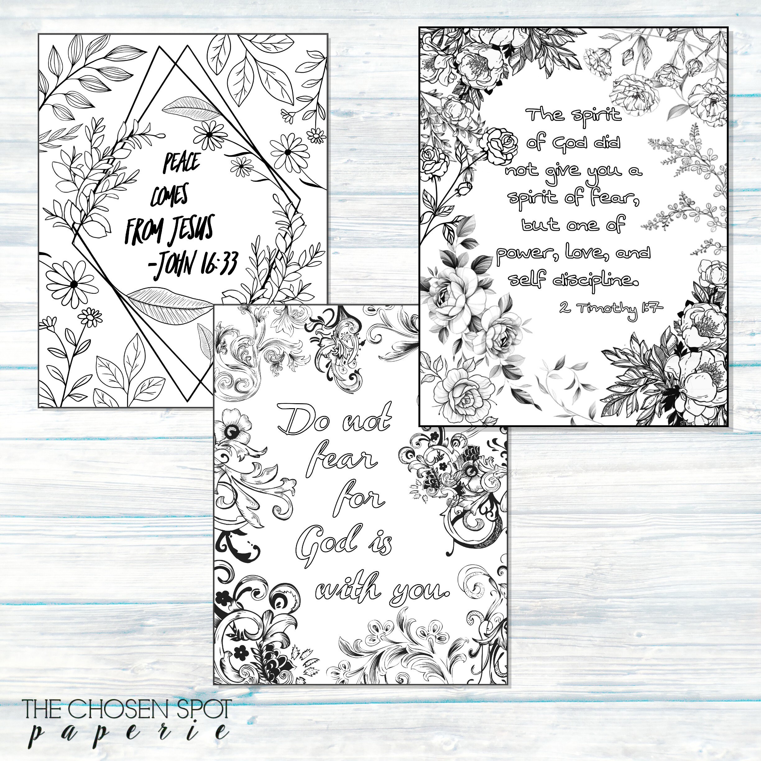 Bible Verse Coloring Pages: Fighting Fear, Anxiety Relief (digital ...