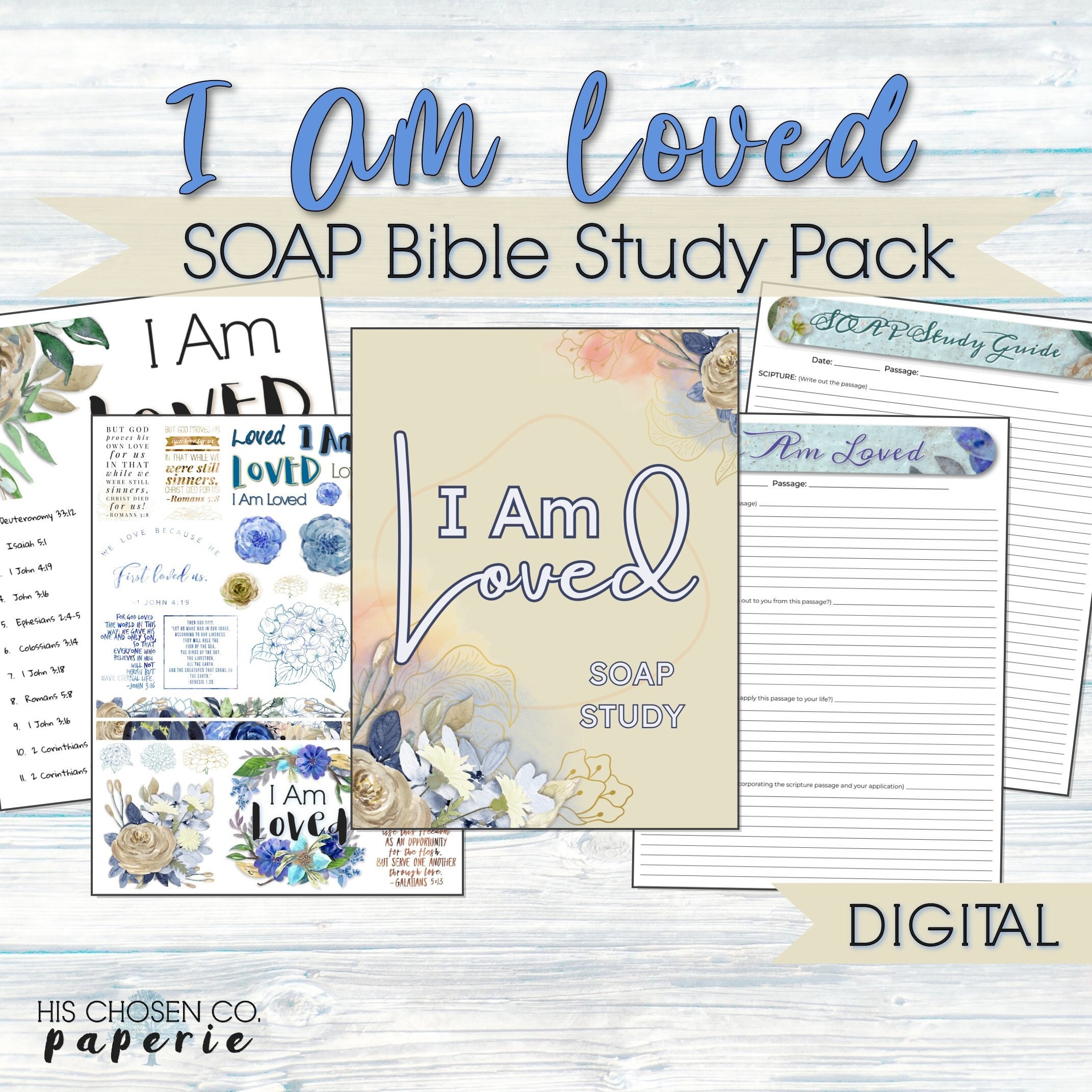 I Am Loved Digital Bible SOAP Study Set for Christian Women - Instant ...
