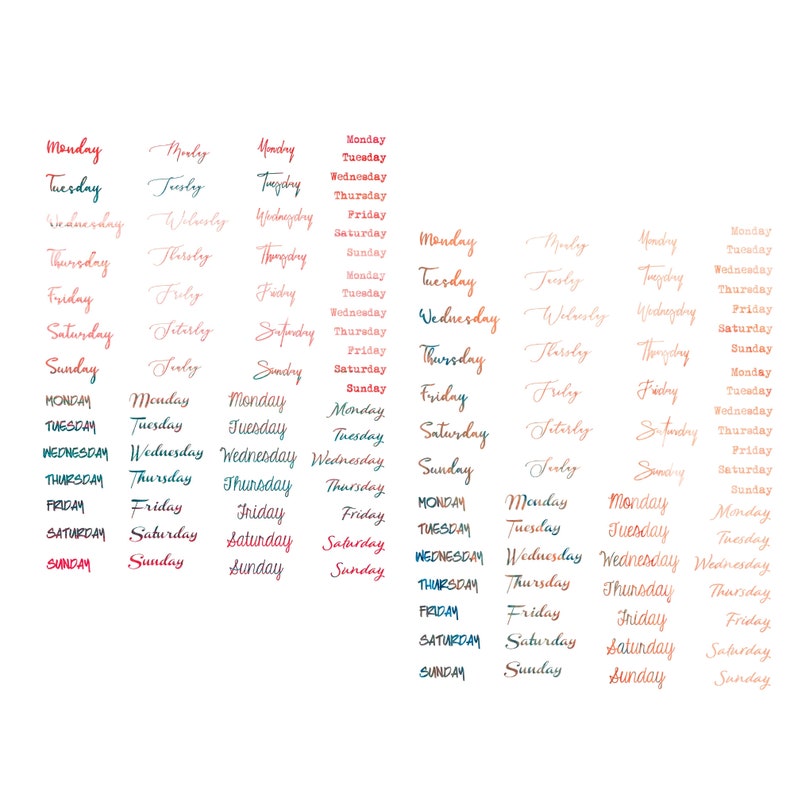 Weekday Planner Stickers, Days of the Week, Bullet Journal, Agenda ...