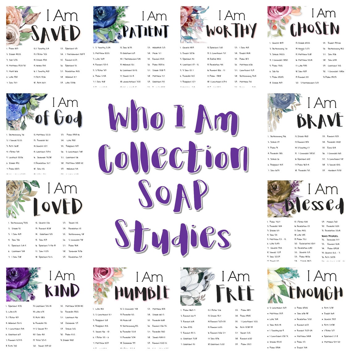 Who I Am SOAP Study Set 12 'SOAP' Study Lists Bible - Etsy