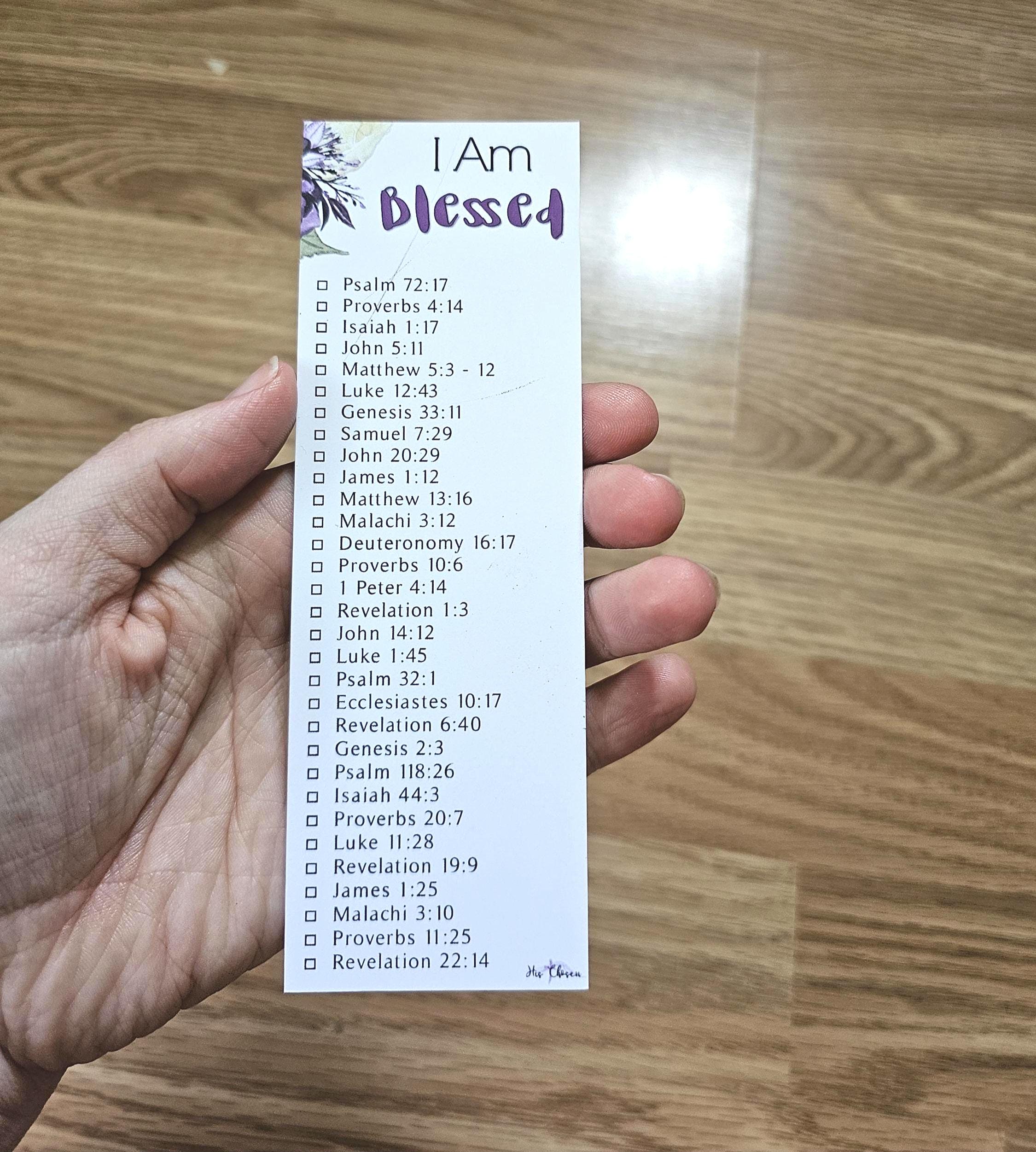 I Am Blessed Bookmark for Bible Study - Cardstock Book Marker With ...