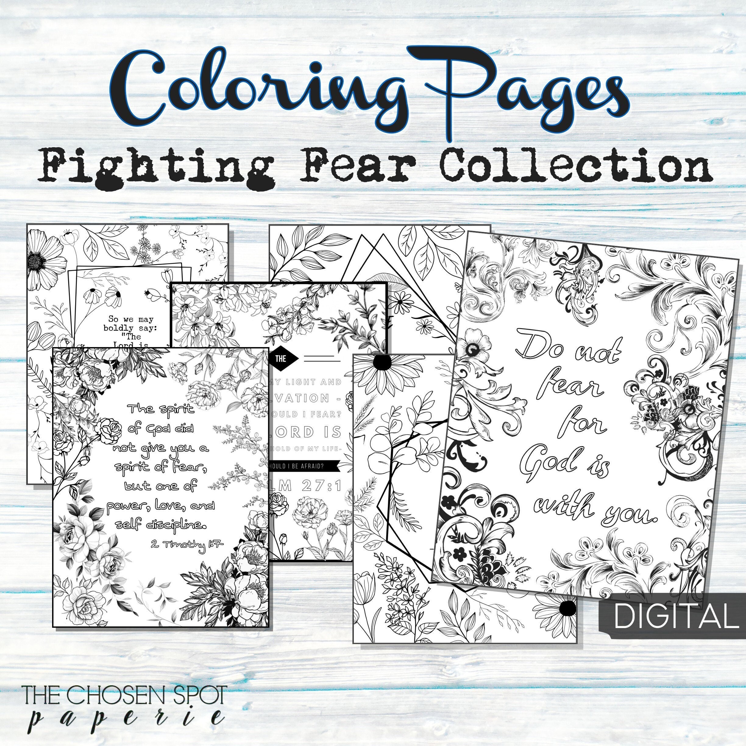 Bible Verse Coloring Pages Fighting Fear Help for Anxiety - Etsy