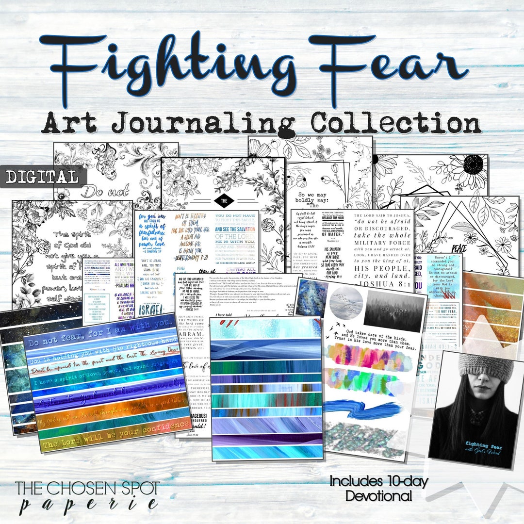Fighting Fear Art Journaling Set, Bible Journaling Kit, Digital ...