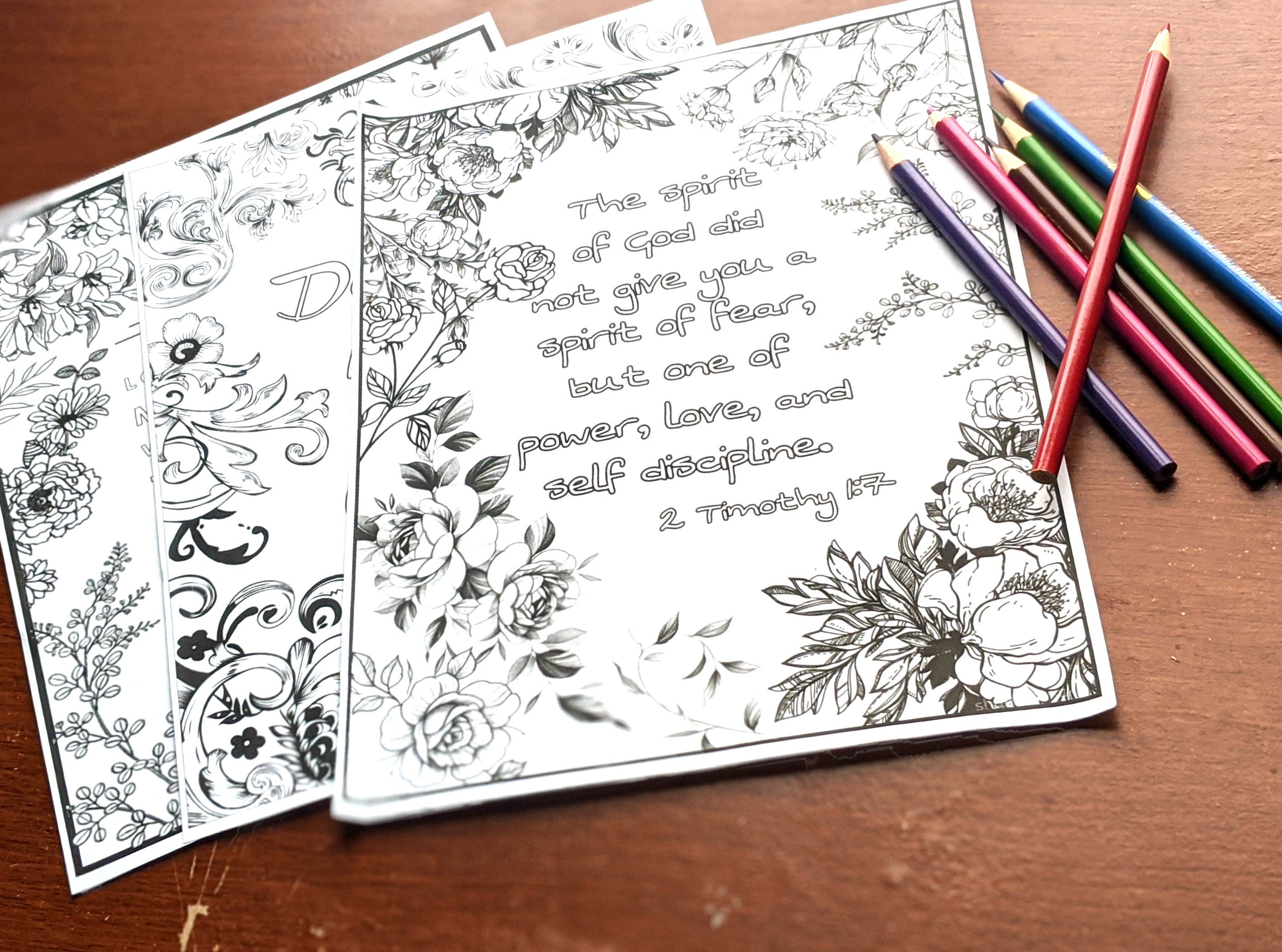 Bible Verse Coloring Pages: Fighting Fear, Anxiety Relief (digital ...