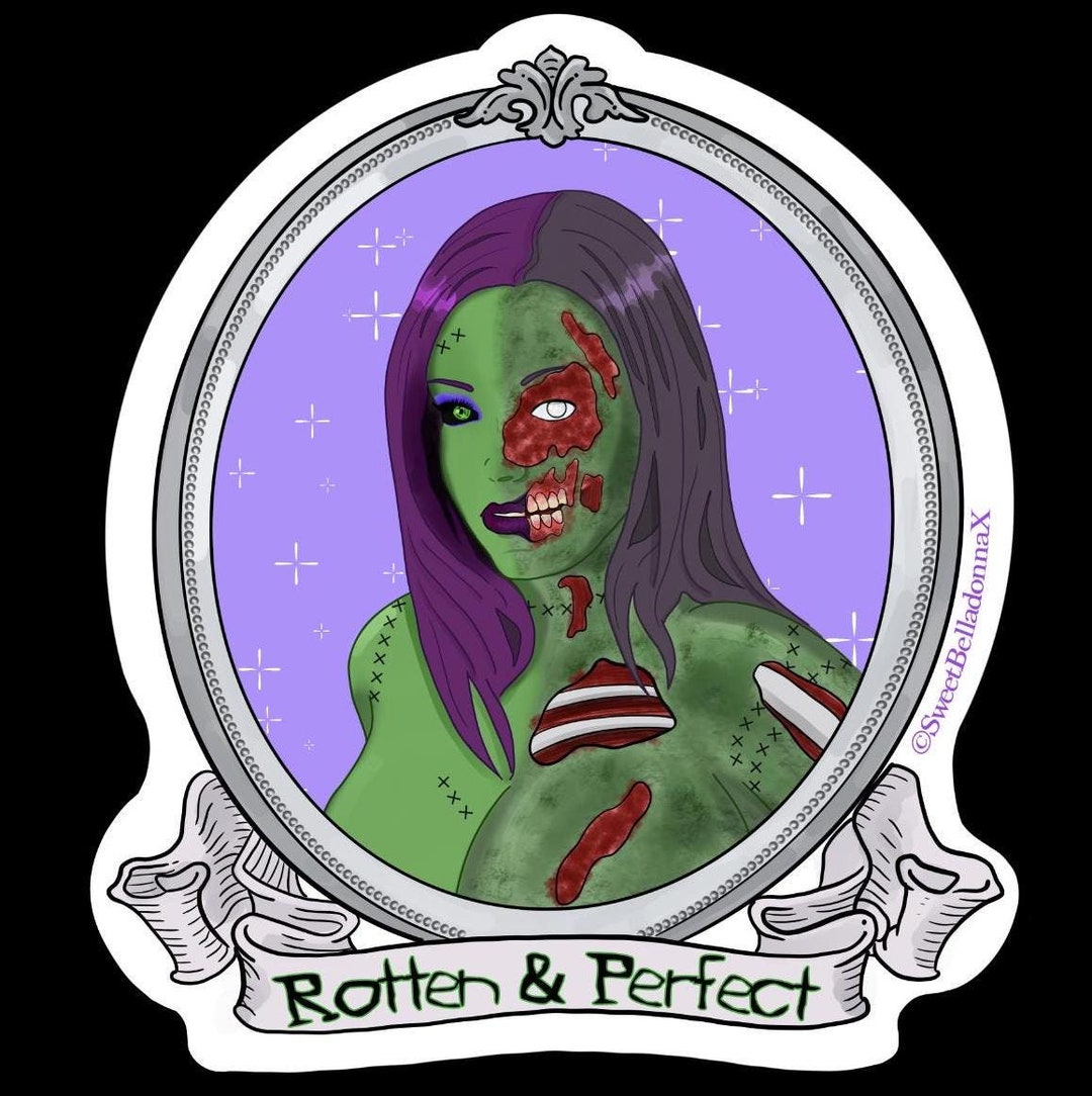 Rotten and Perfect Zombie Girl Sticker Original Art in Ornate Frame ...