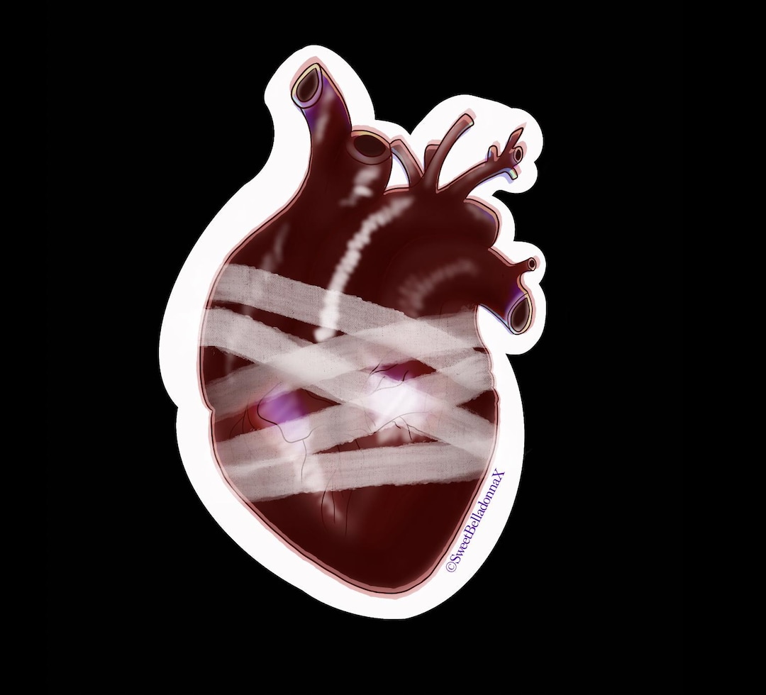 Bandaged Heart Sticker in Deep Red With Clear or Holo Finish - Etsy
