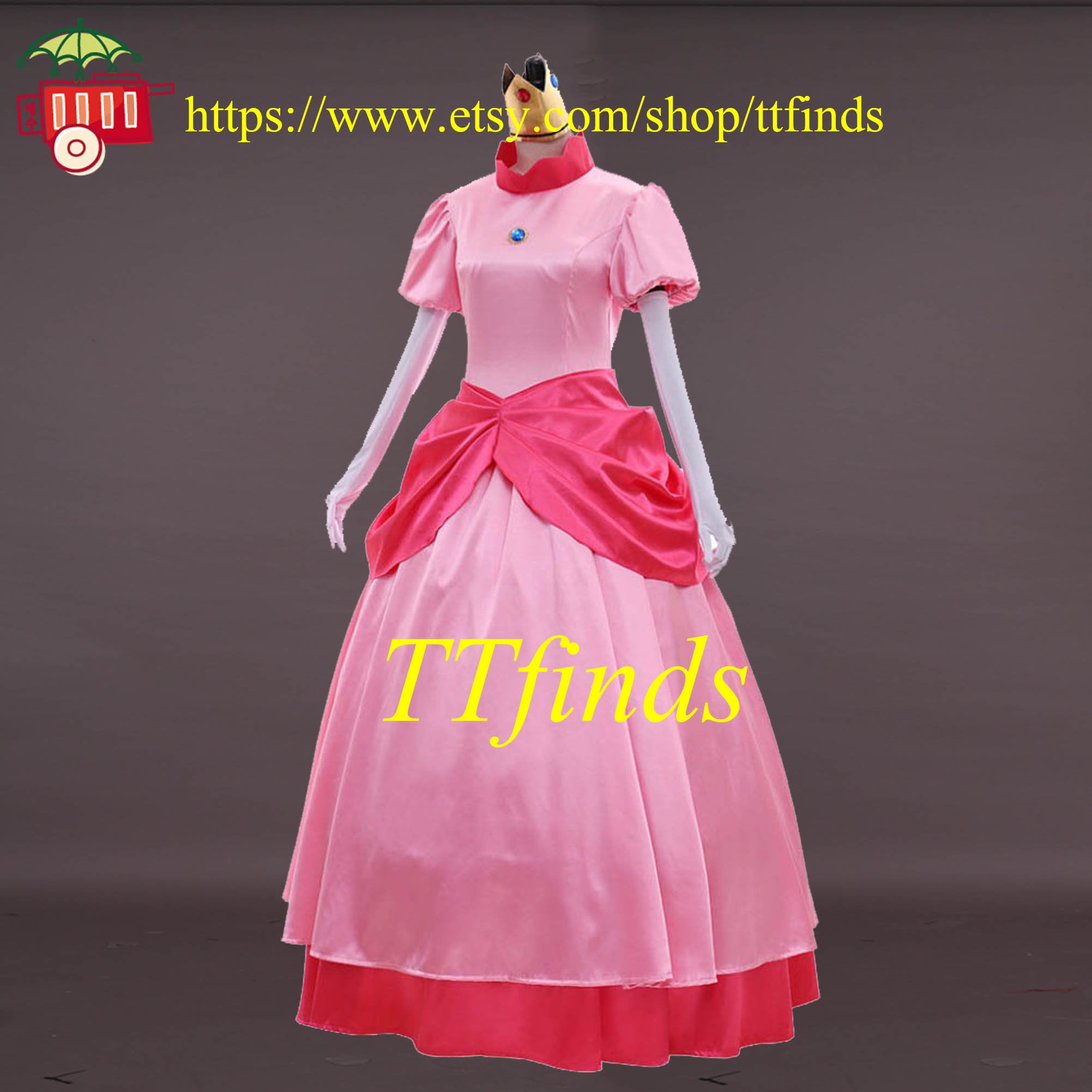 For the Super Mario Princess Dress Cosplay Peach Red Outfit | Etsy ...