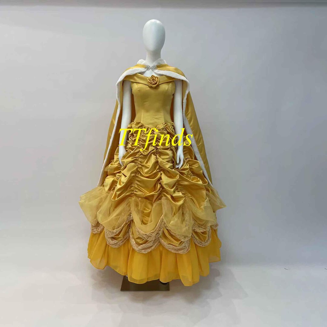 Princess Belle Dress Cloak Beauty and the Beast Belle Cosplay Dress ...