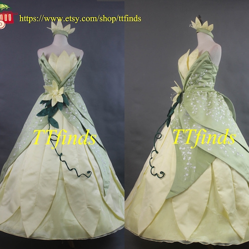 Embroidery Tiana Dress Princess and the Frog Cosplay Costume - Etsy