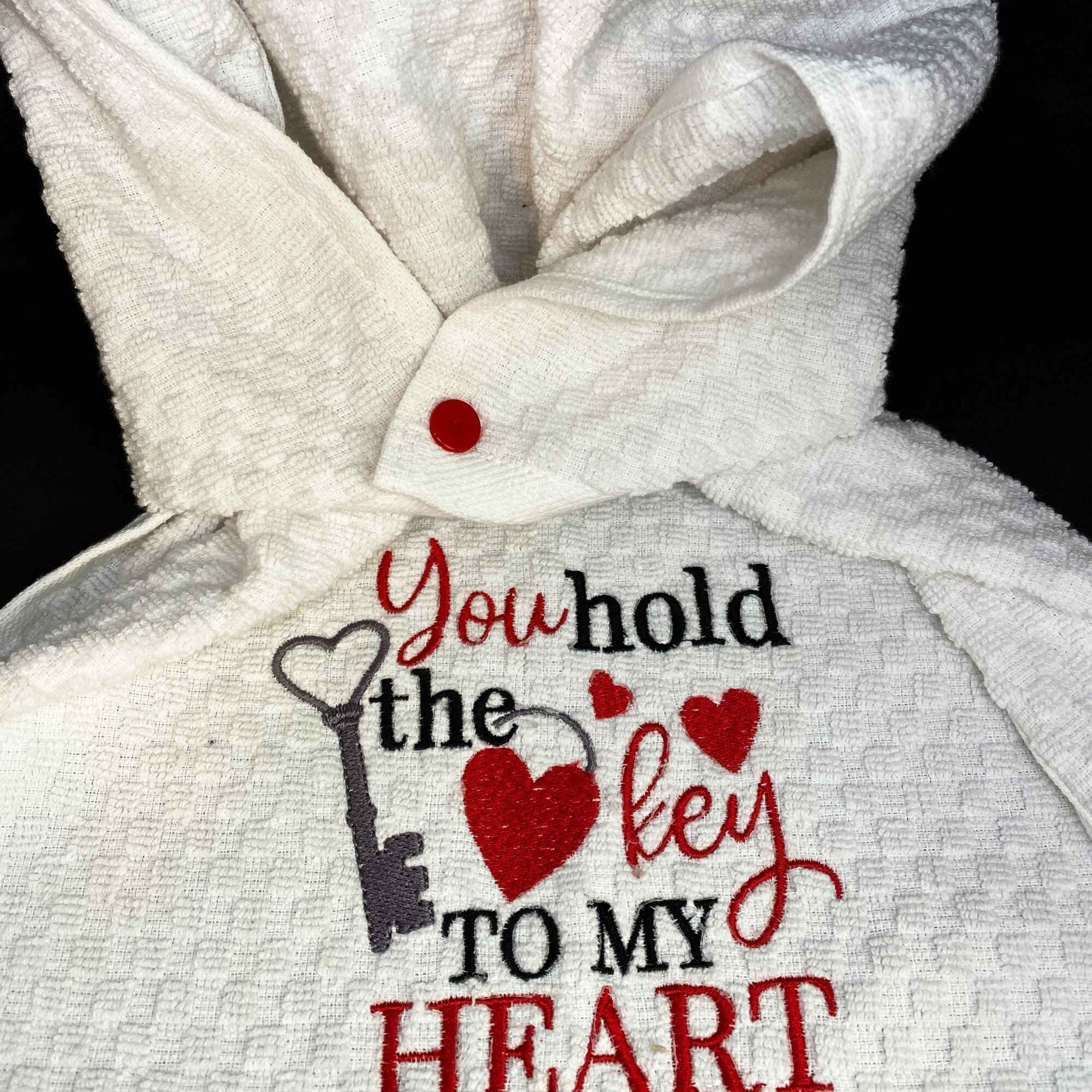Hanging Dish Towel, Valentine Towel Holder, Red Hearts Tea Towel, Wrap ...