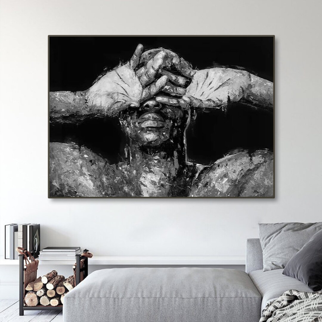 Shai Yossef Painting Large Canvas Print ,black Man Portrait,black ...