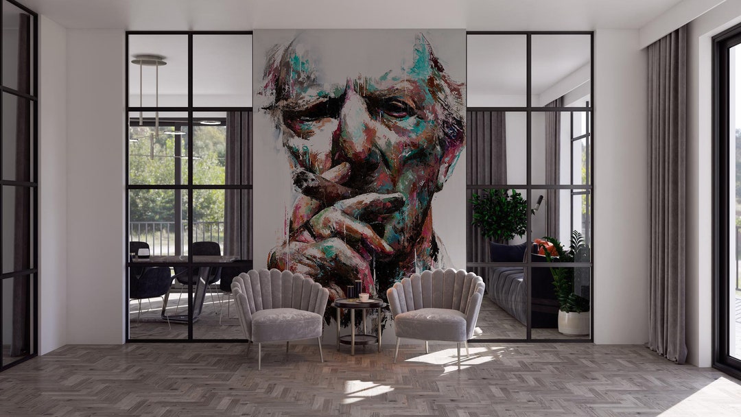 Wall Mural Man Portrait Smoking Cigar, Huge Print for Institutions ...