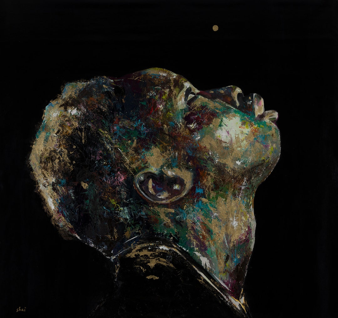 Black Art Extra Large Original Oil Painting ,black Man Portrait BY Shai ...