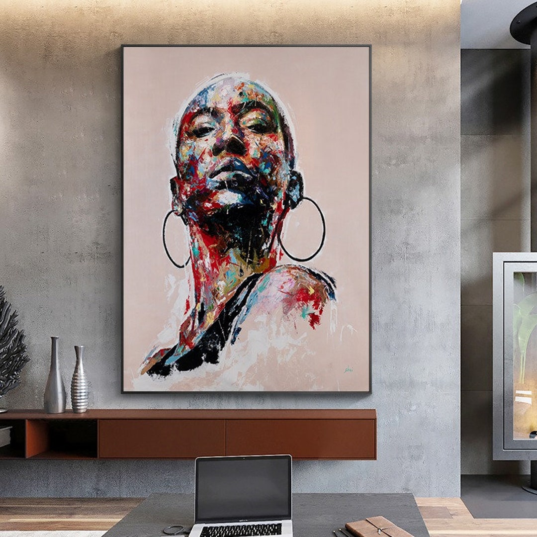 Shai Yossef Print on Canvas, Powerful Strong WOMAN Portrait,black Art a ...