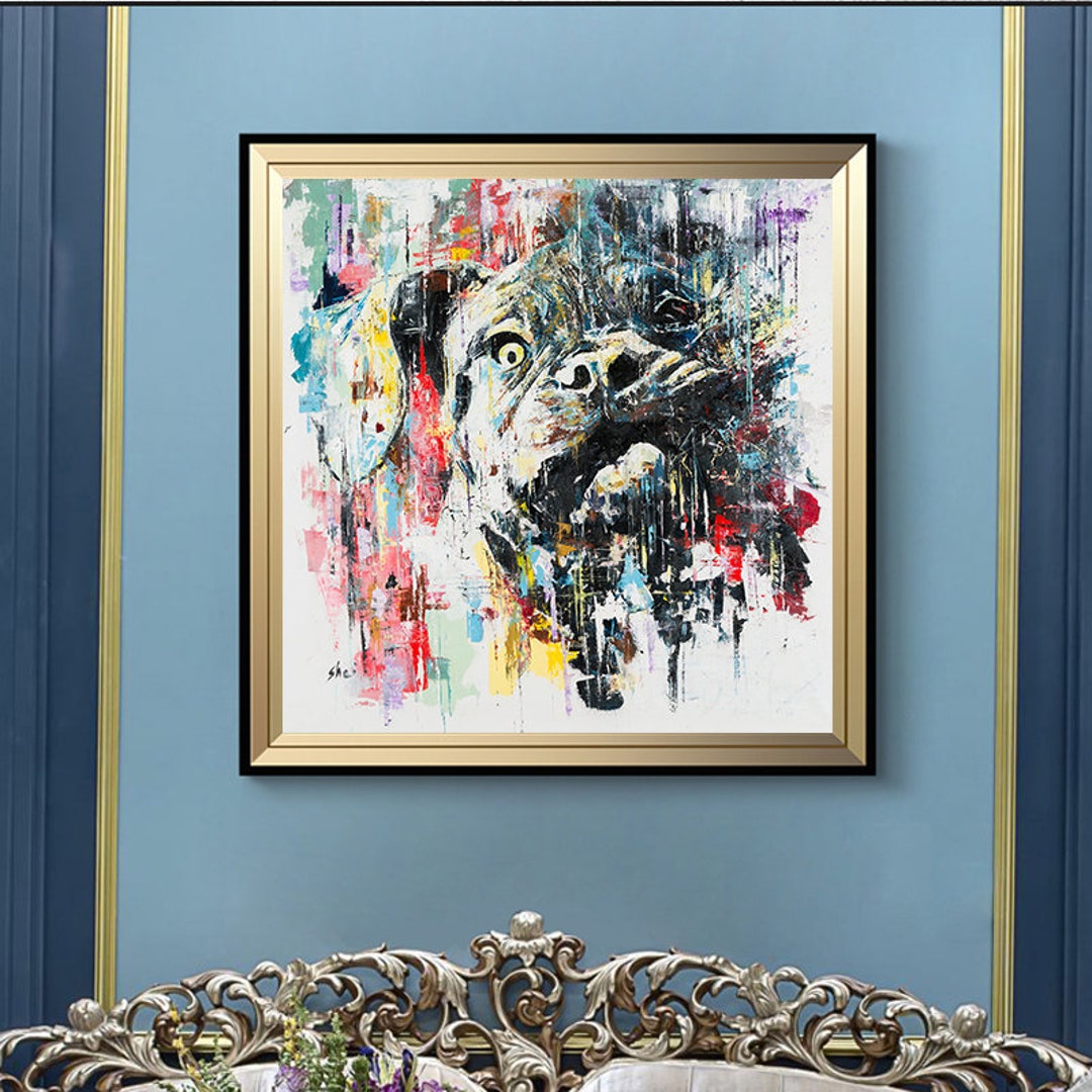 Colorful Dog Portrait Print on Canvas by Shai Yossef (unframed) - Etsy