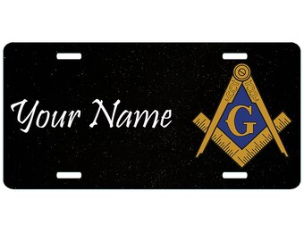 Free Mason License Plate Front Black Auto Tag Plate Masonic Lodge Free ...