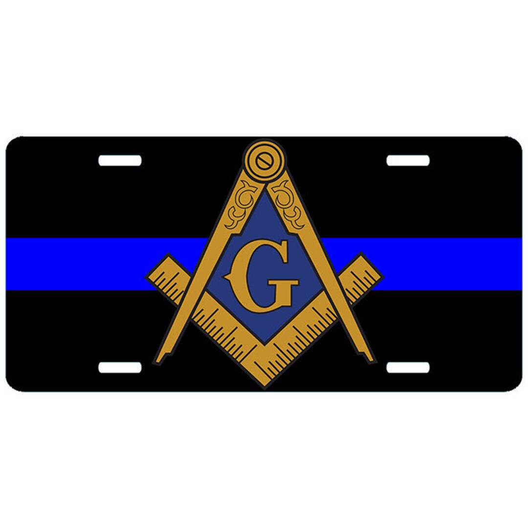 Police Thin Blue Line Masonic License Plate Mason Auto Car Tag Emblem ...